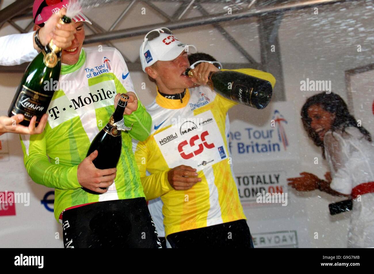 Overall winner, Denmark's Martin Pedersen (C) celebrates winning the ...