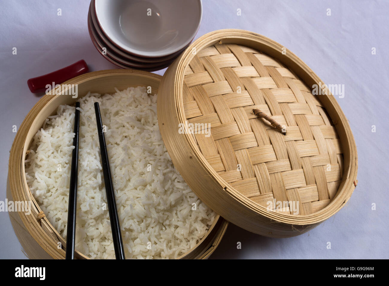 Freshly made Thai Steamed Rice, (Khao suey), served in a traditional ...