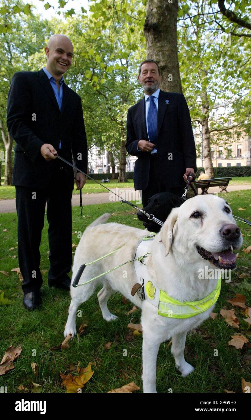Larry, the golden retriever labrador cross with his owner Mark Pollock ...