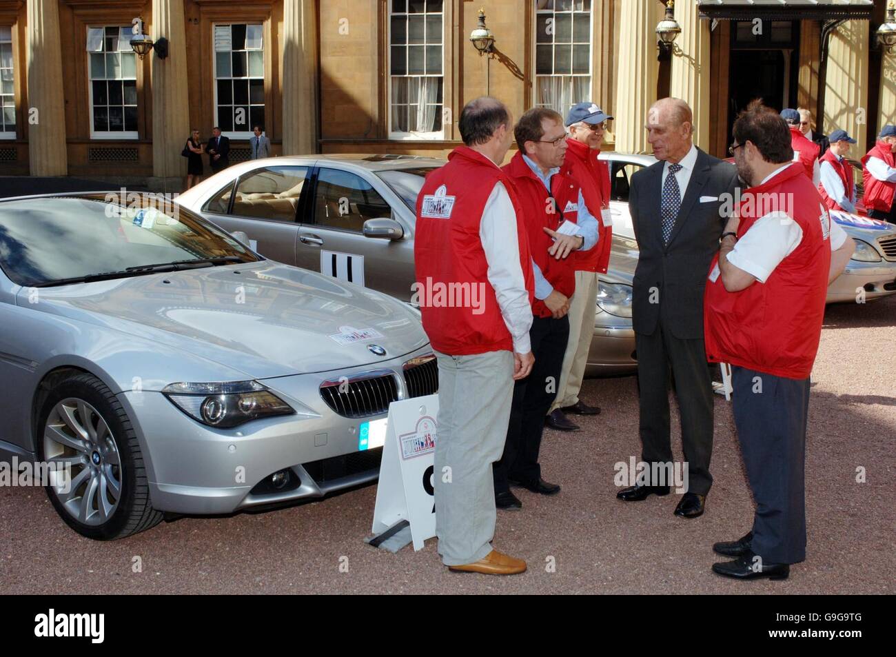 The Duke of Edinburgh greets the 30 drivers and their cars in ...