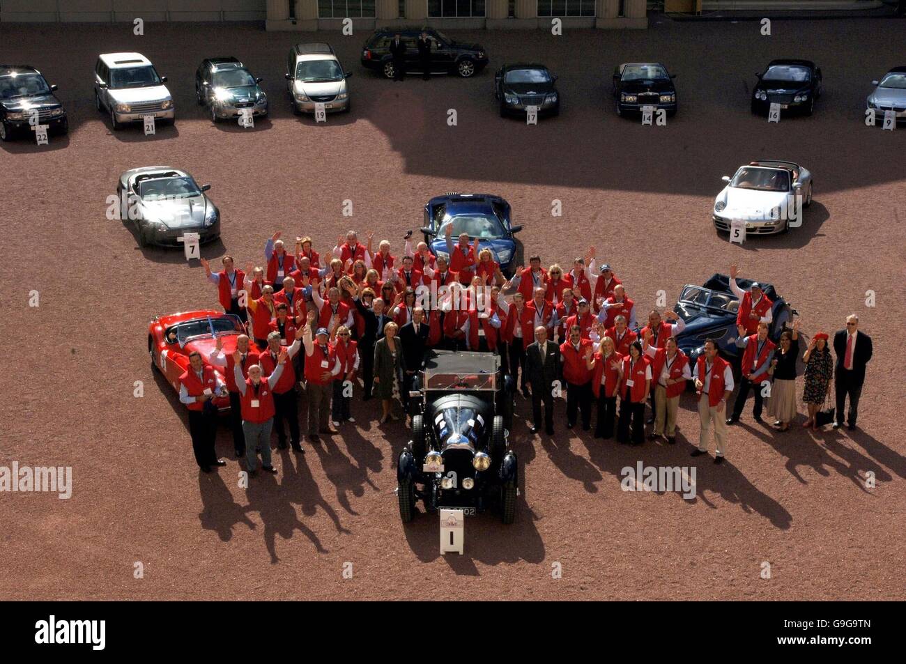 The Duke of Edinburgh greets the 30 drivers and their cars in ...