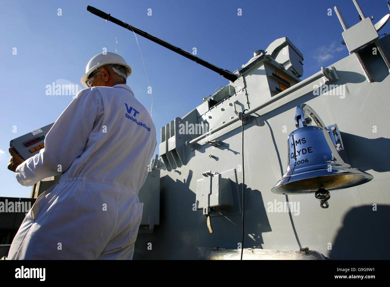 The Royal Navy's new 80 metre Offshore Patrol Vessel HMS Clyde is ...