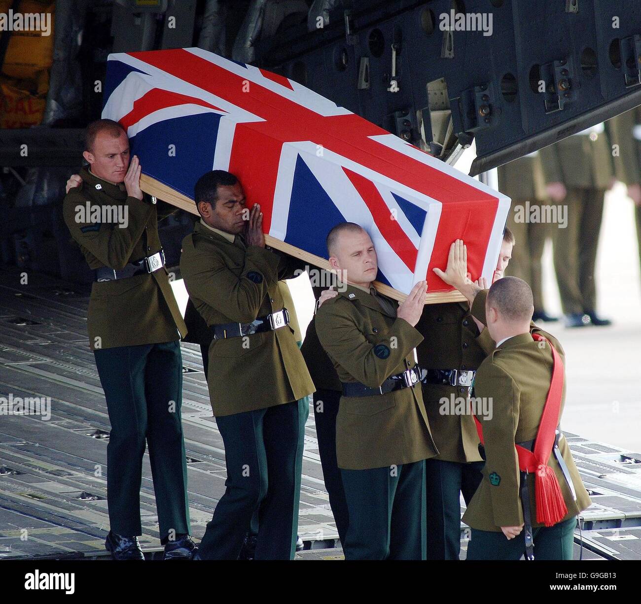 The coffin containing the body of Lance Corporal Luke McCulloch of the ...