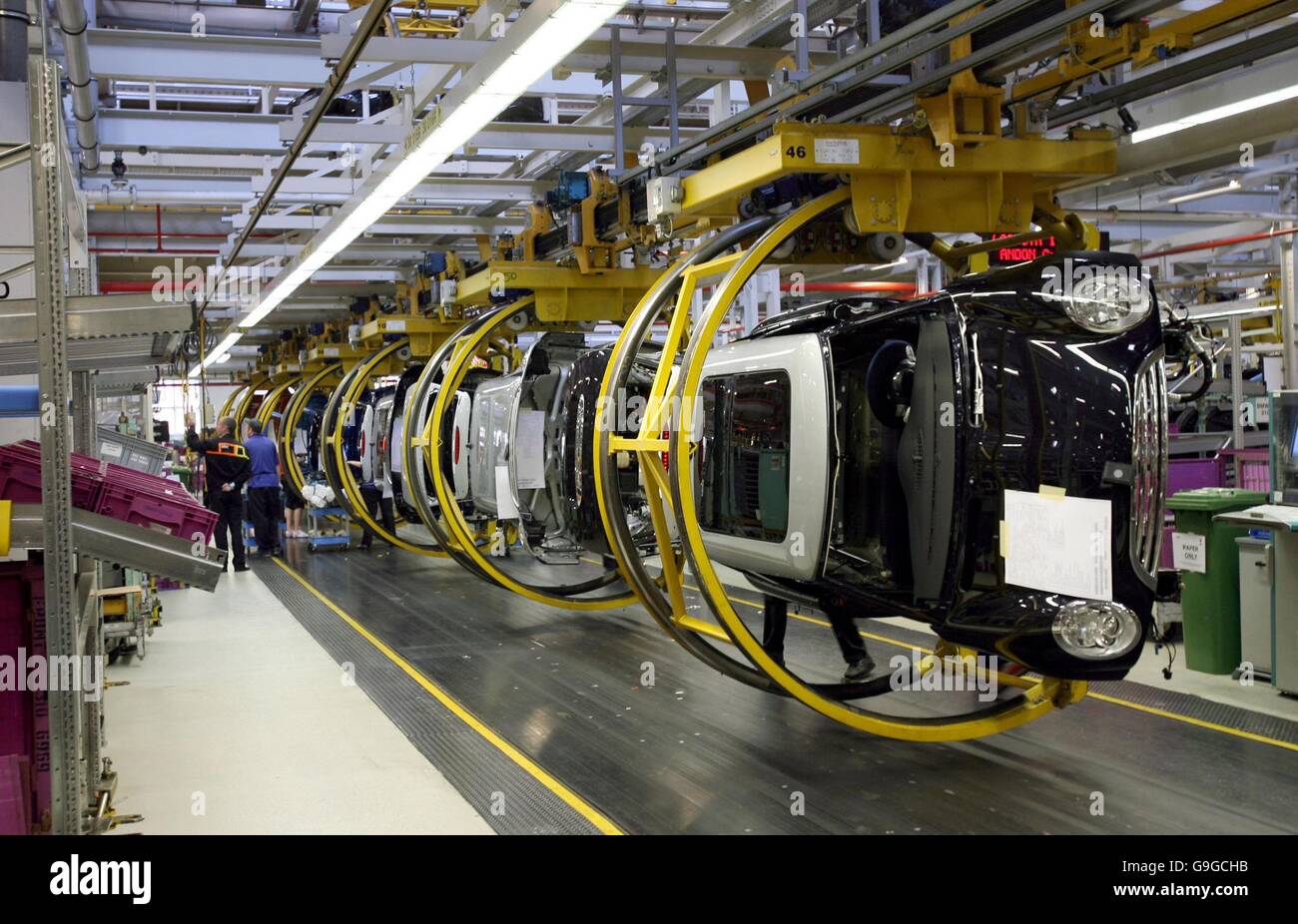 The production line for the new mini at the BMW plant in Cowley, Oxford ...