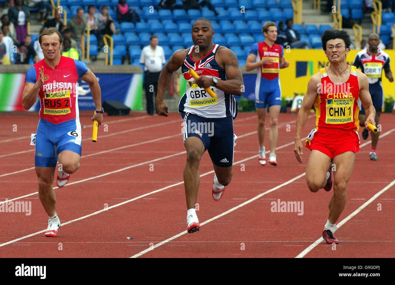 Great Britain's Mark Lewis Francis (centre) on his way to winning in ...