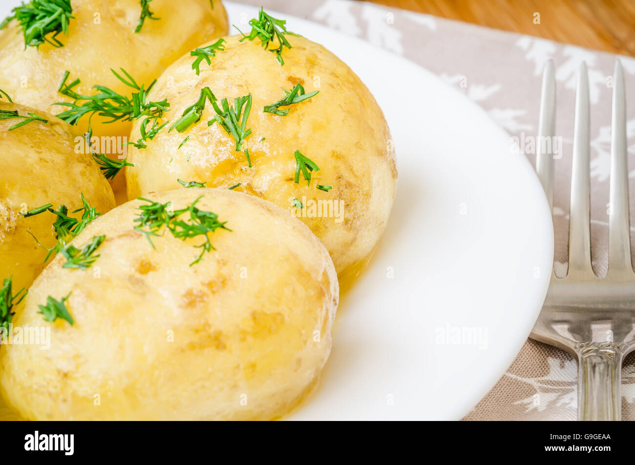 Traditional Ukrainian new potatoes, rustic food photography Stock Photo ...