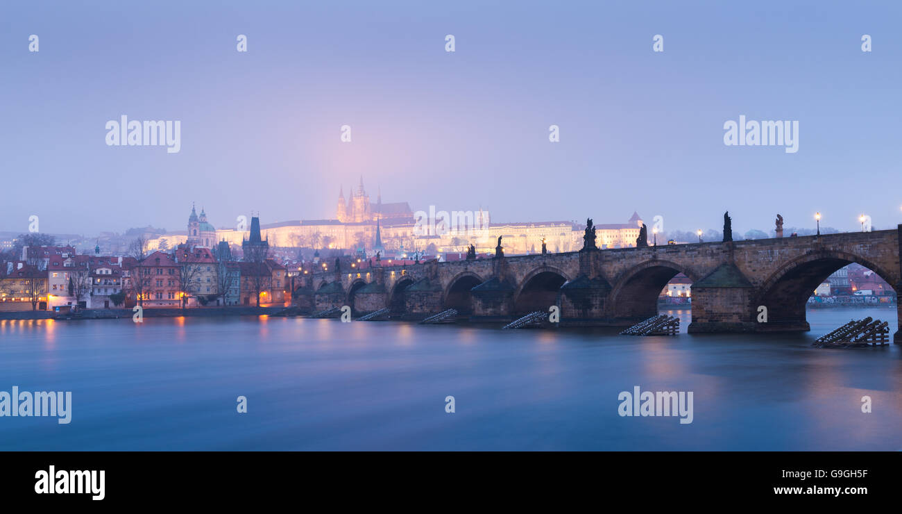Prague Charles Bridge at Night Stock Photo - Alamy