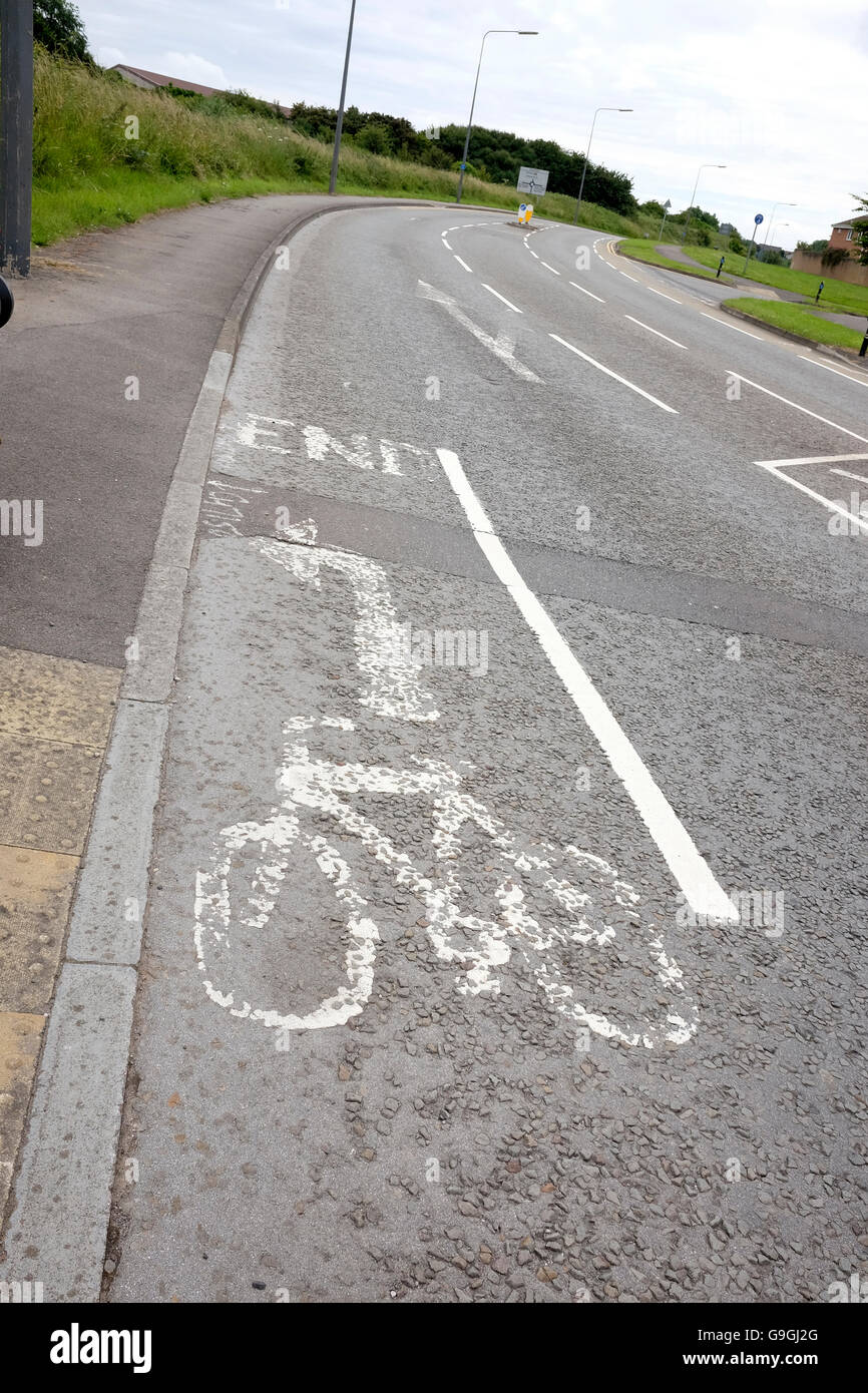 Old and worn out cycle lane markings in North Bristol. June 2016 Stock ...