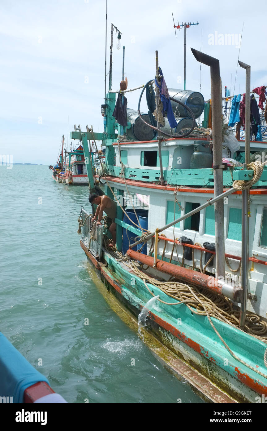 Side view of fishing boat in Thailand Stock Photo - Alamy