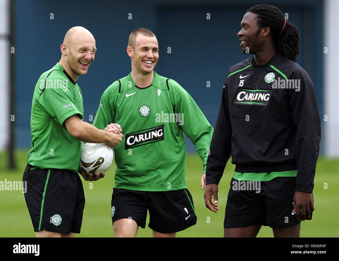 Celtic players, (left to right), Thomas Graveson, Kenny Miller and ...