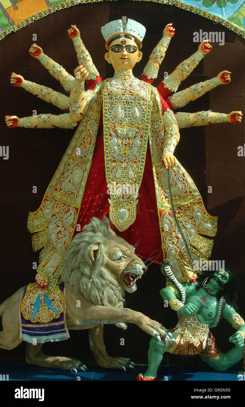 Part detail durga tableau including goddess durga herself hi-res stock ...