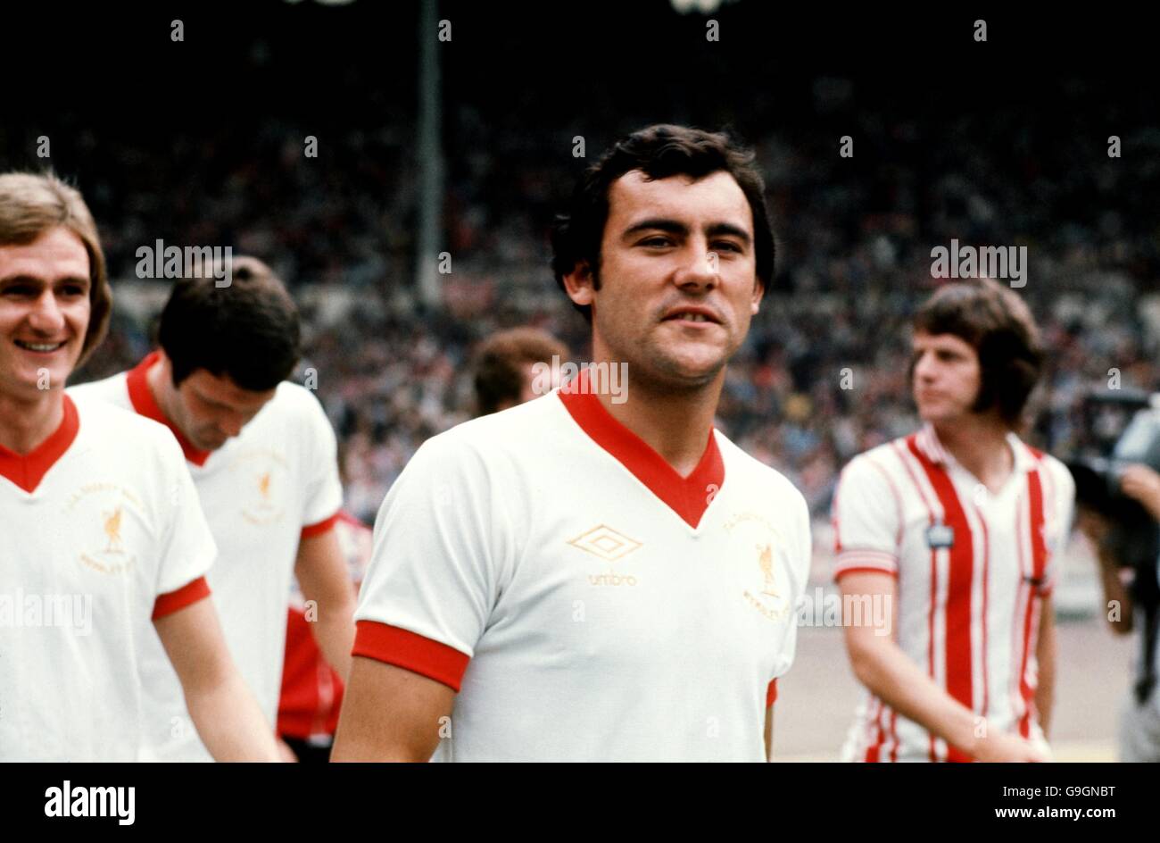 Liverpool's Ray Kennedy walks out at Wembley before the match Stock ...