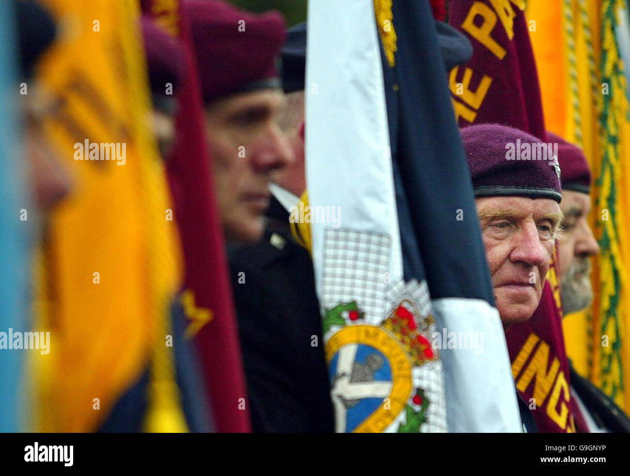 Military pipe band heads to war memorial unveiling Stock Photo - Alamy