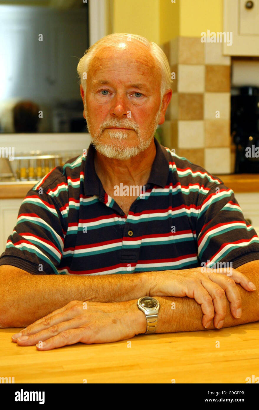 Mike Pepper sits at his home in Middleton on Sea, West Sussex, after he ...
