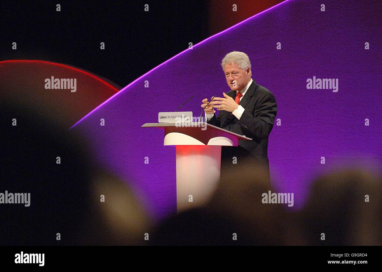 Former US President Bill Clinton speaks at the Labour Party conference ...
