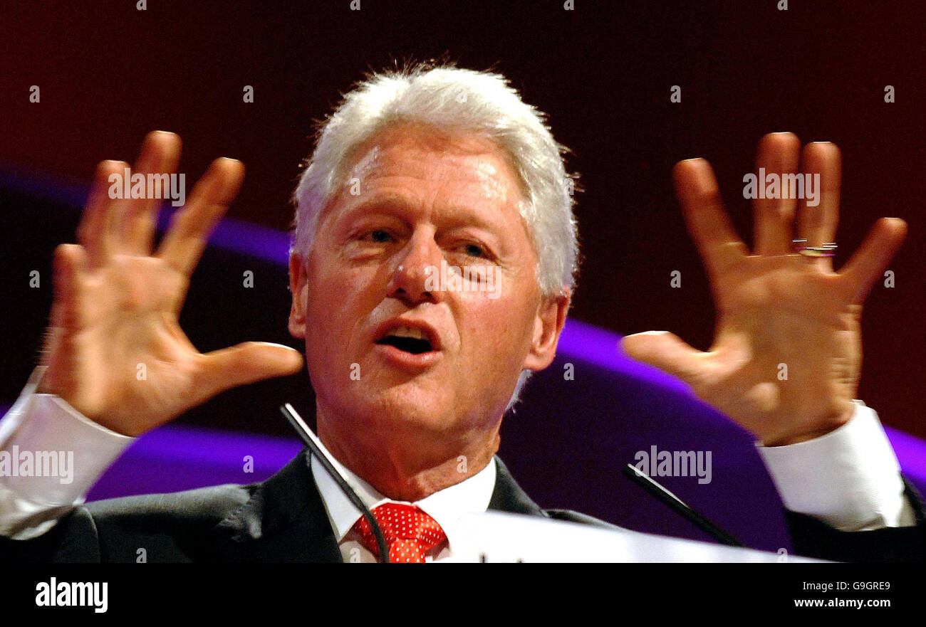 Former US President Bill Clinton speaking at the Labour Party ...