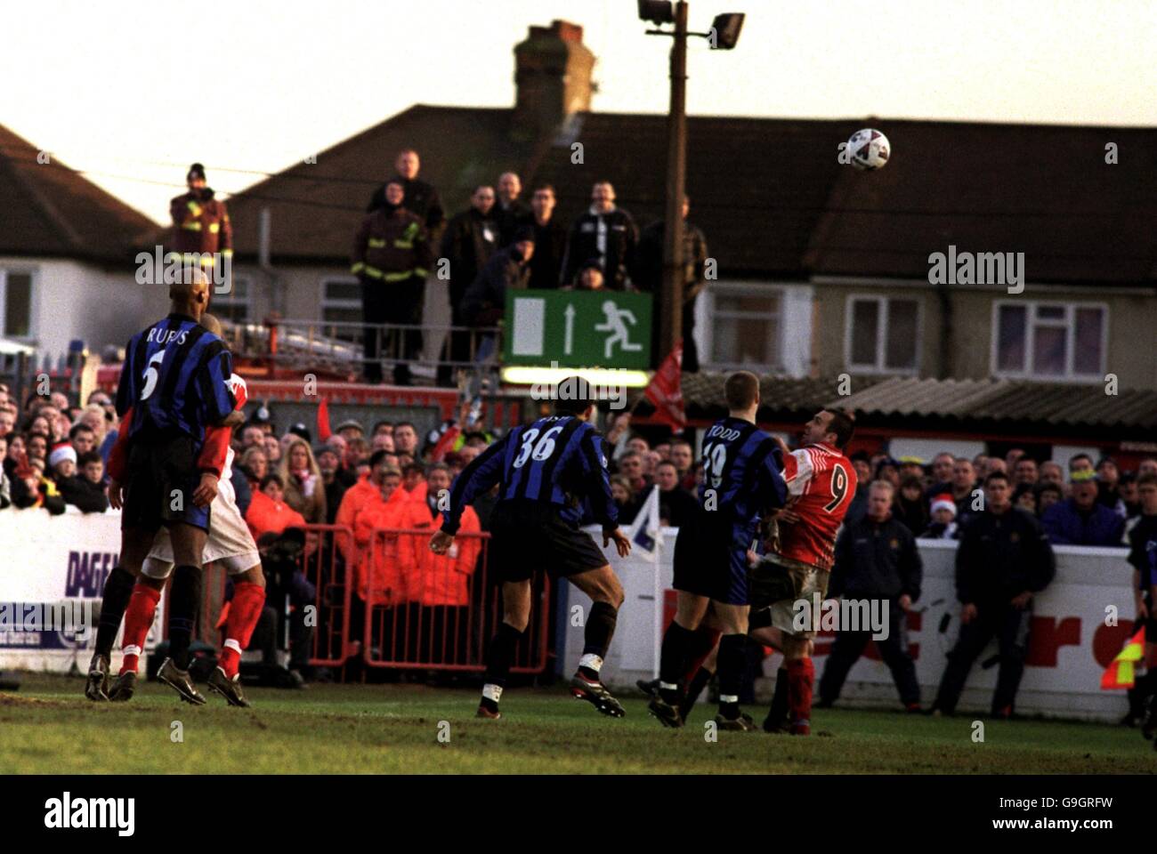Dagenham & Redbridge's Danny Ship in action watched by the local ...
