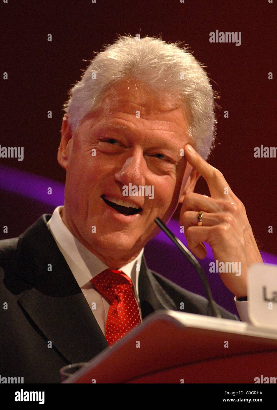 Former US President, Bill Clinton speaks at the conference Stock Photo ...