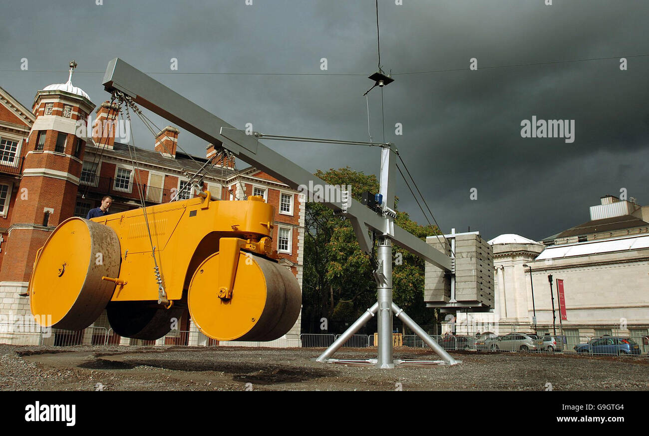 Artist Chris Burden's installation 'The Flying Steamroller' Stock Photo ...