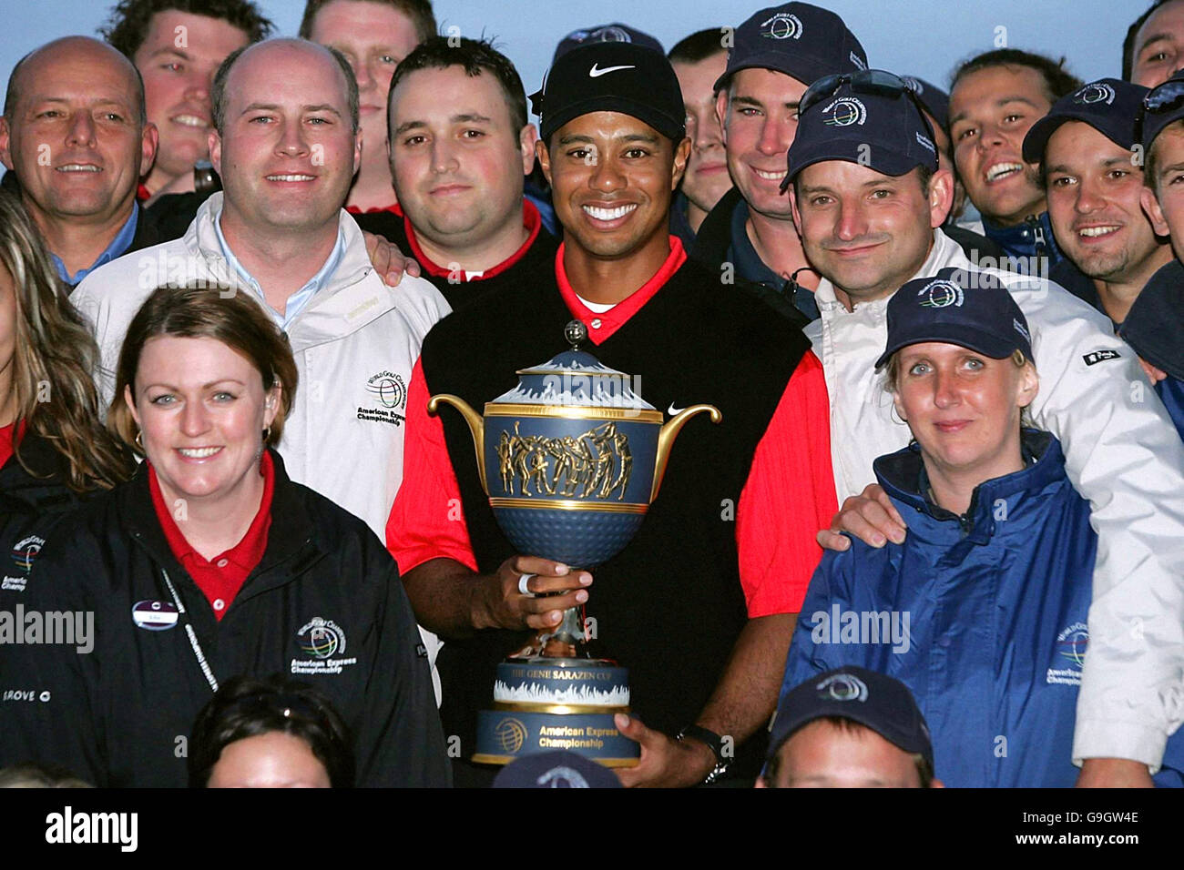USA's Tiger Woods with the trophy after winning the WGC American ...