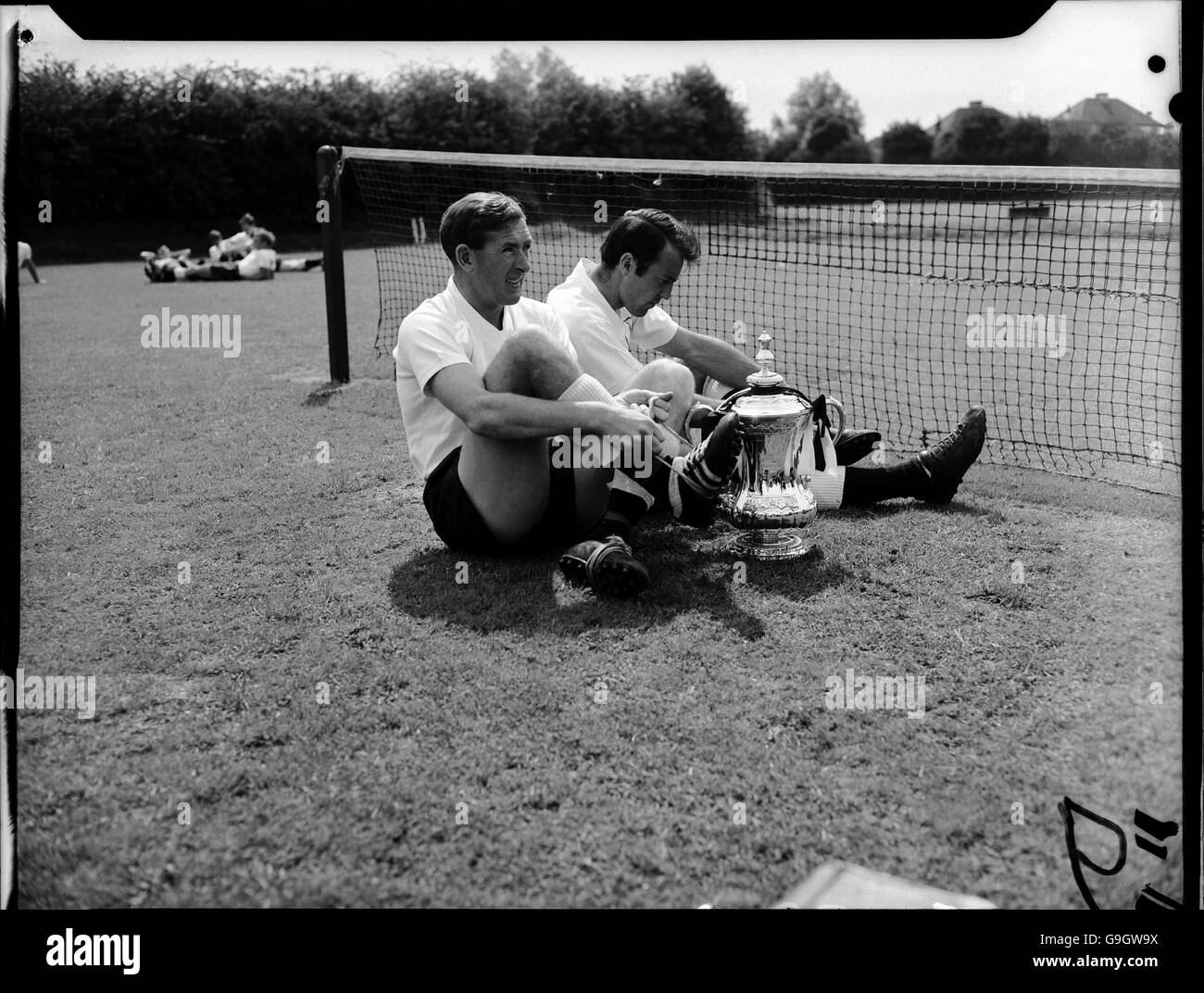 (L-R) Tottenham Hotspur's Danny Blanchflower and Jimmy Greaves keep an ...
