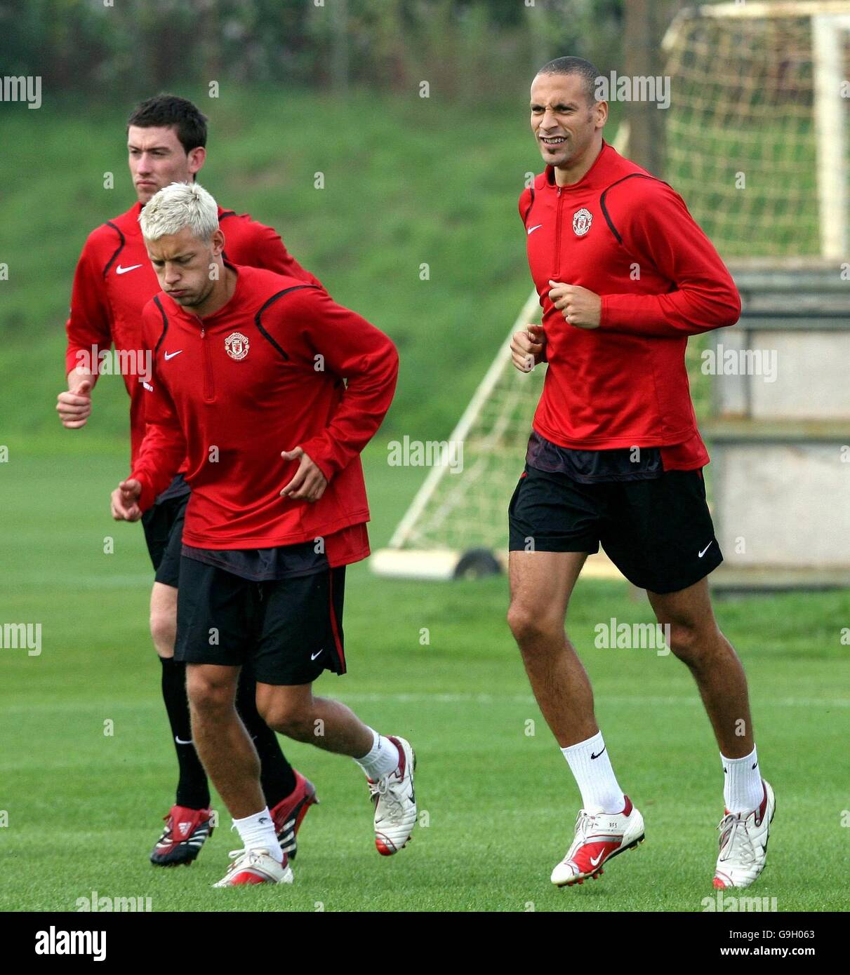 Soccer - Manchester United training session - Manchester Stock Photo ...