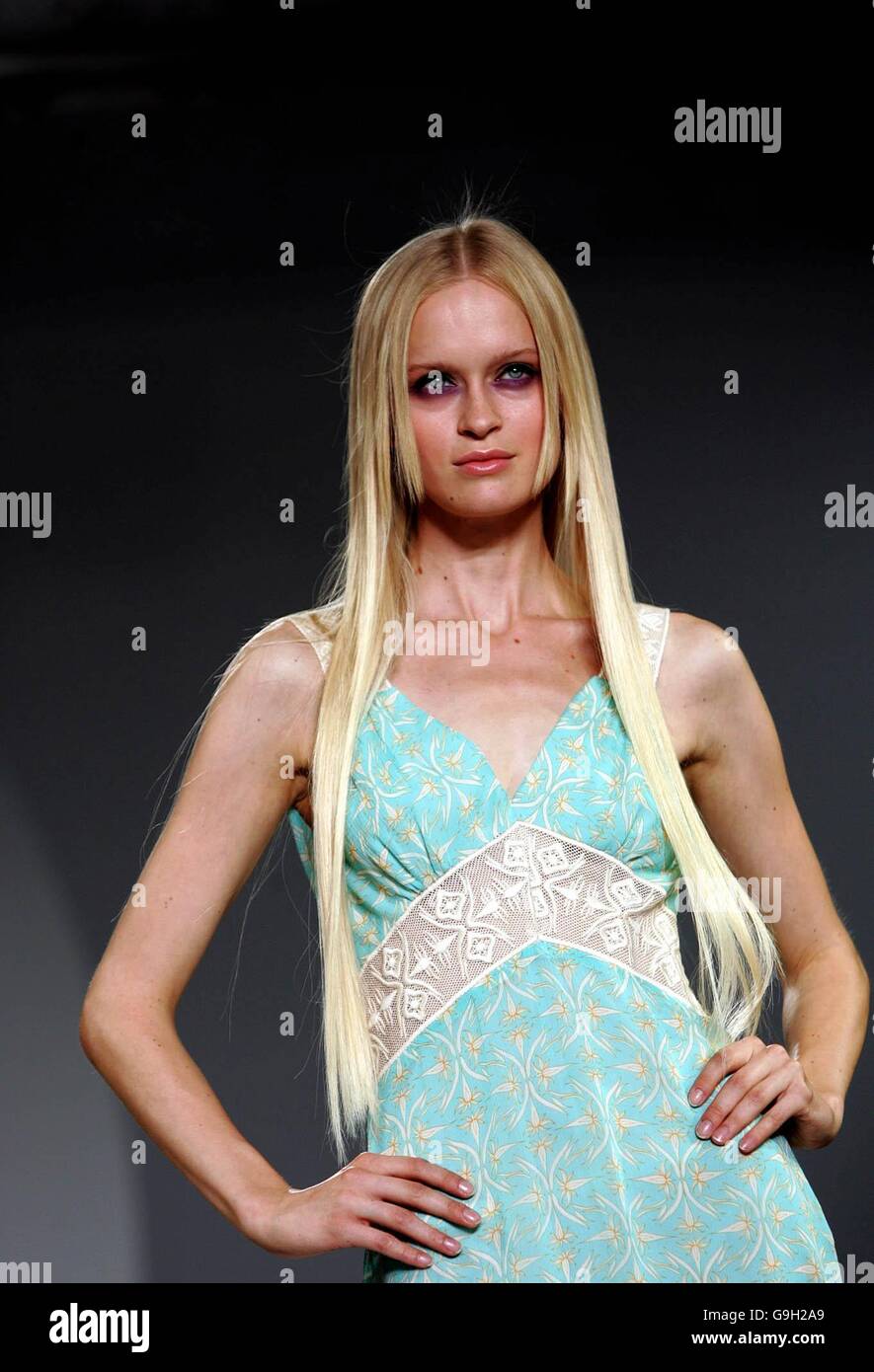 A model wears a design by Allegra Hicks during the London Fashion Week ...