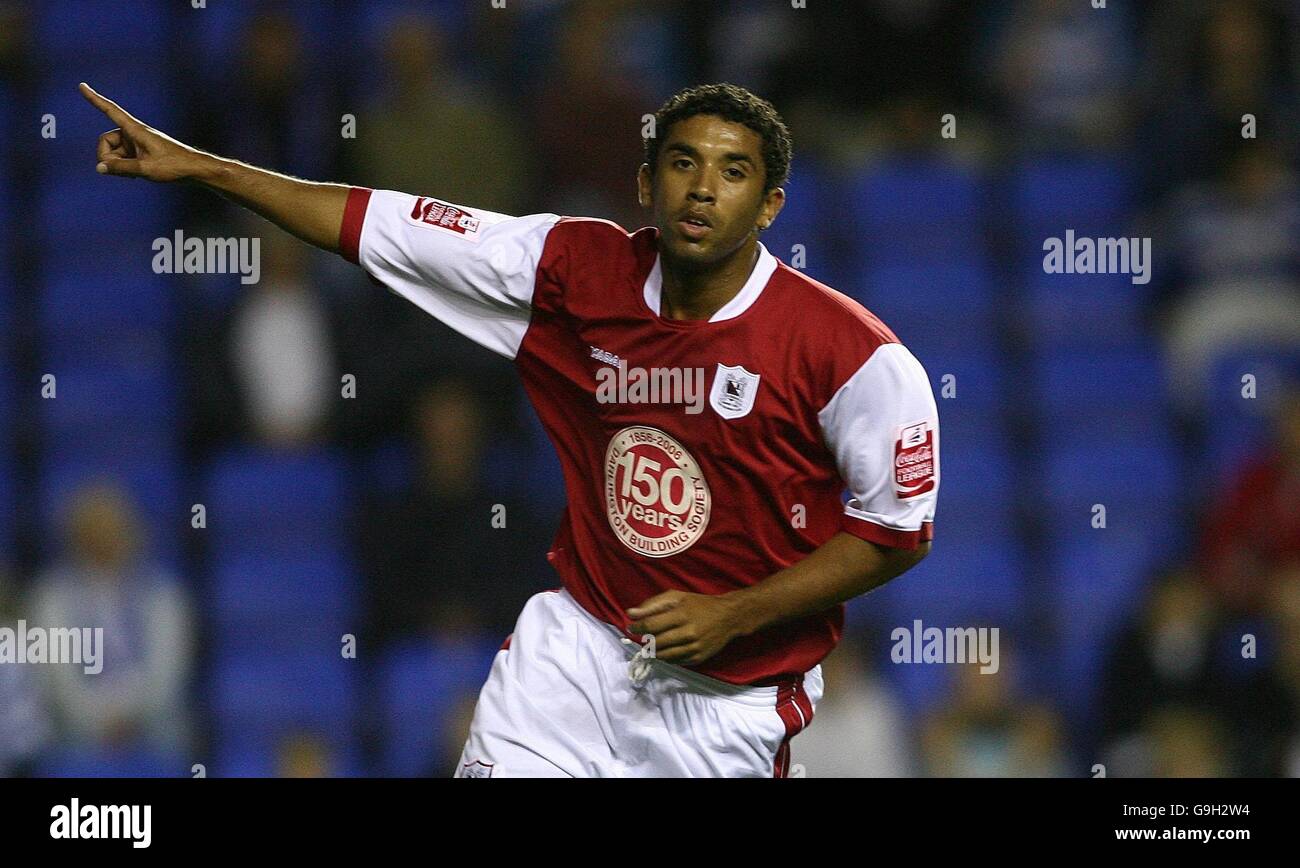 Darlington's Simon Johnson celebrates scoring his side's opening goal ...