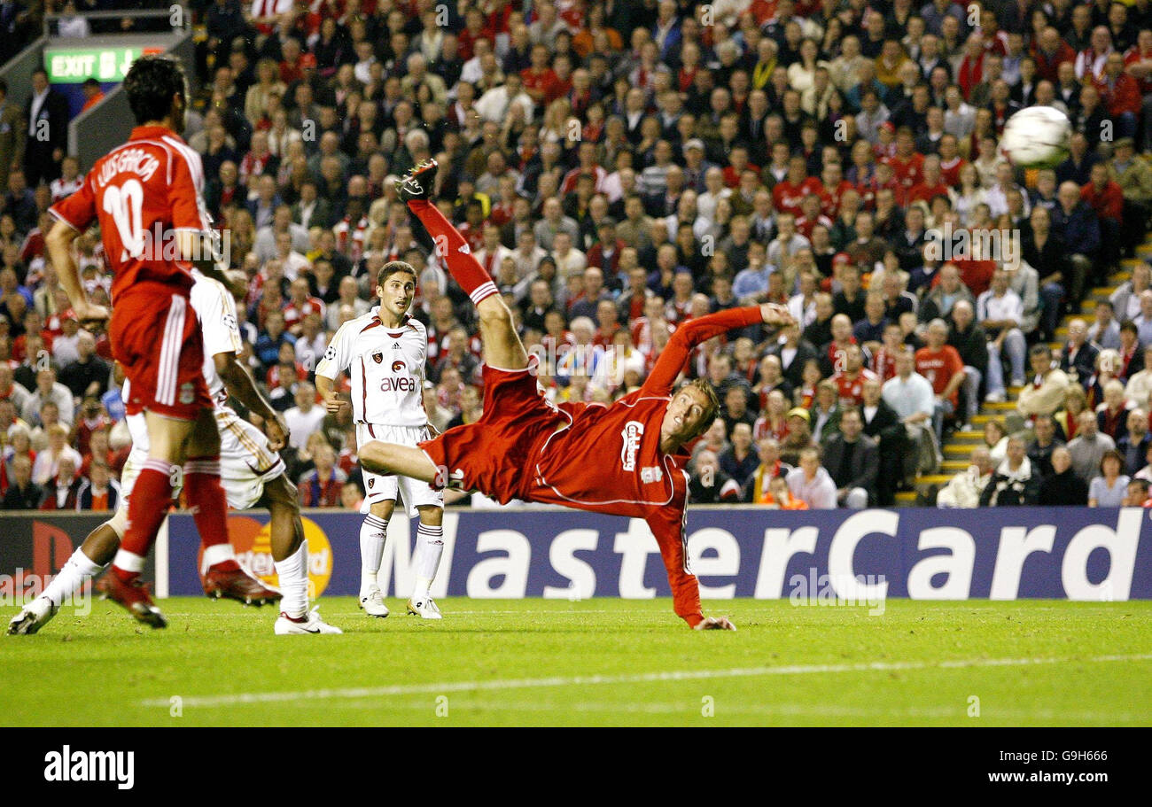 Liverpools peter crouch third goal against galatasary uefa champions ...