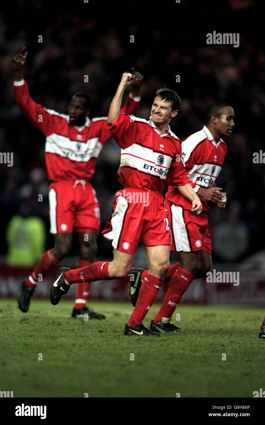 Middlesbrough's Colin Cooper celebrates scoring the equalising goal ...