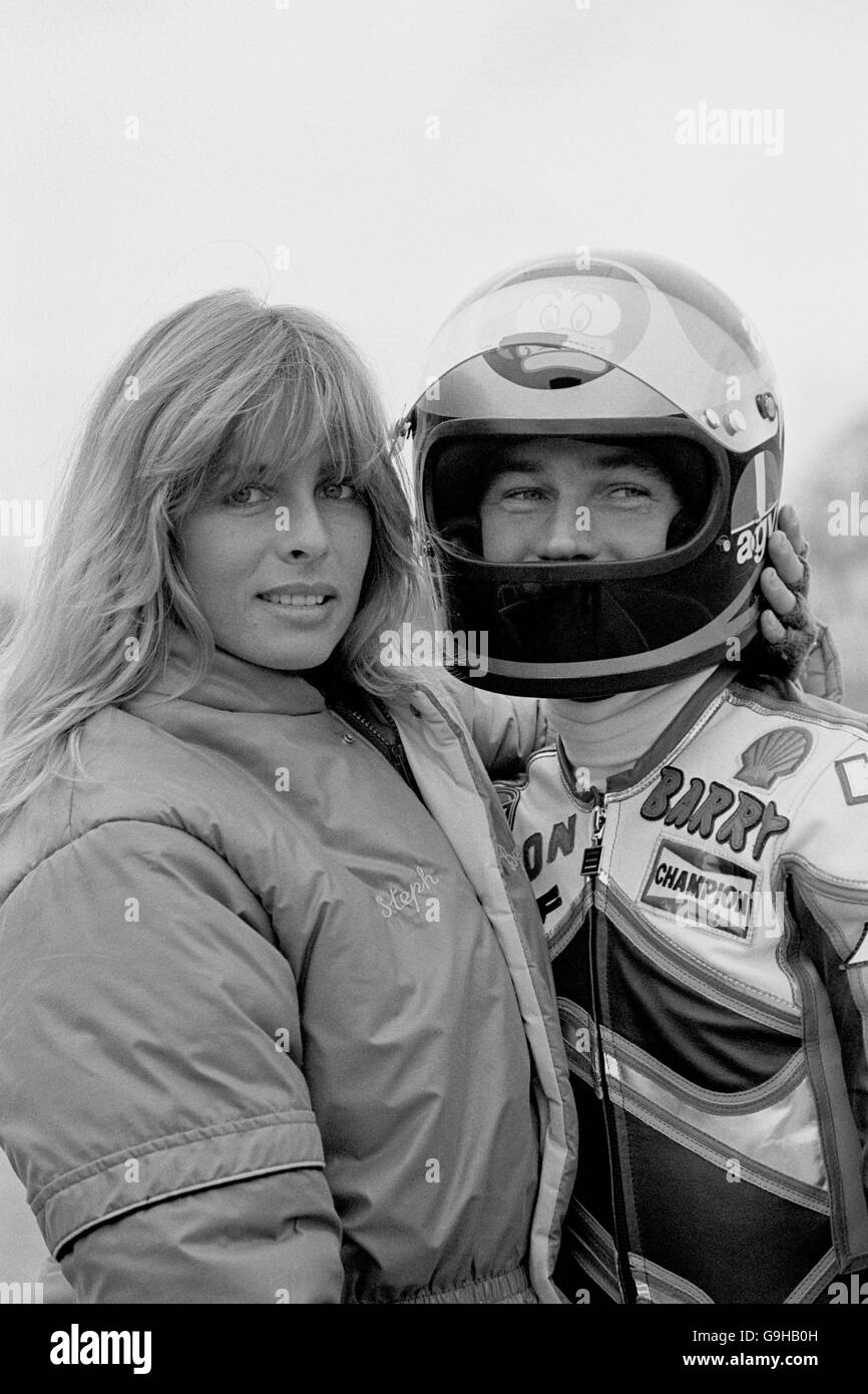 Barry sheene r with his girlfriend stephanie mclean l Black and White ...