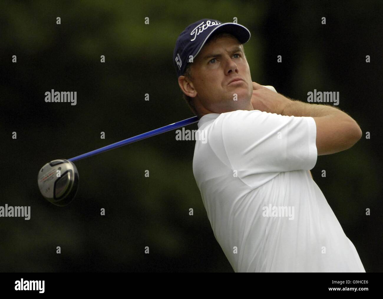 Golf - Wentworth. Sweden's Robert Karlsson in action against USA's Jim ...