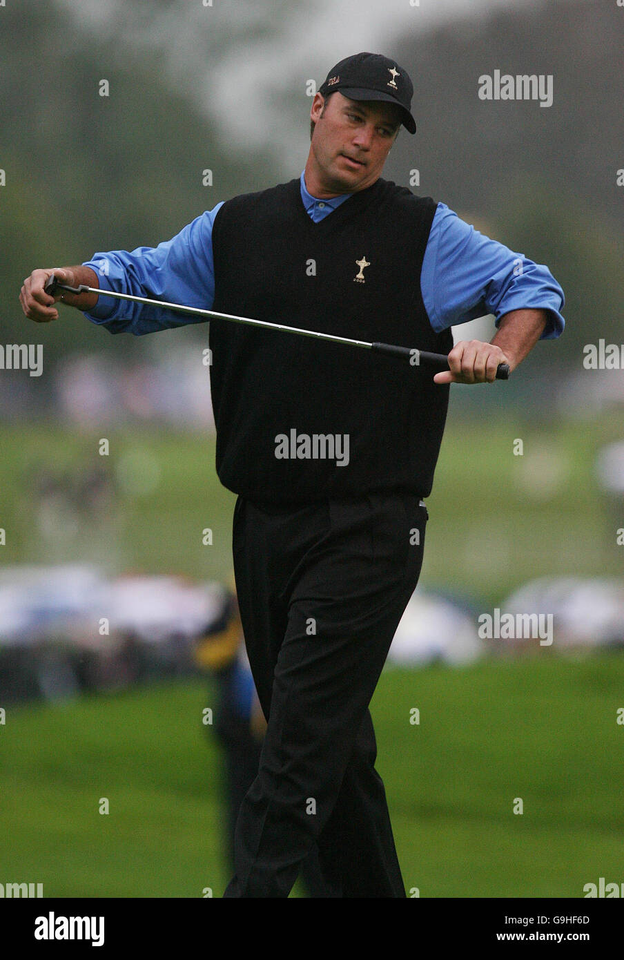 Americas Chris DeMarco reacts to missed put on the first green on the ...