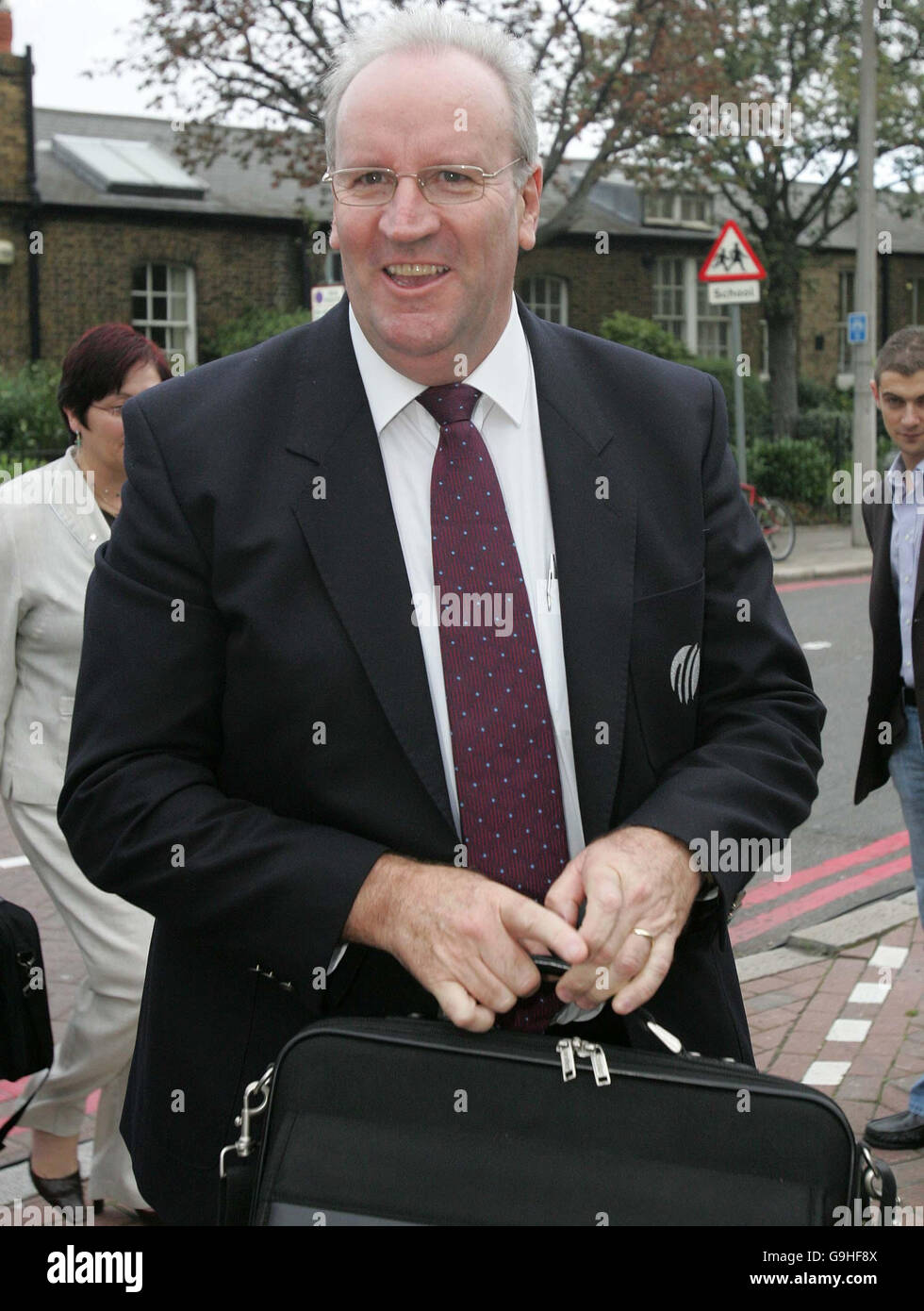 Umpire Darrell Hair arrives at the Brit Oval for the second day of the ...