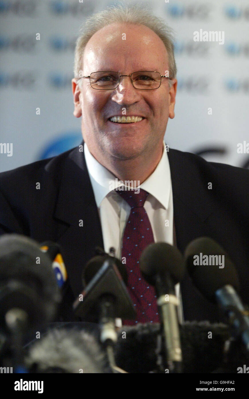 Umpire Darrell Hair speaks during a press conference at the Brit Oval ...
