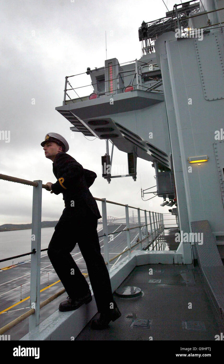 Sub Lieutenant Ben Graham on board the deck of the HMS Ark Royal as the ...