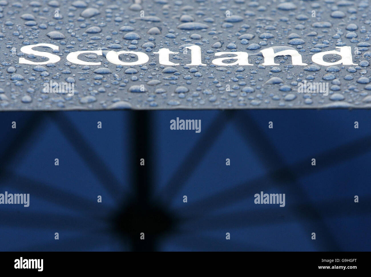 An umbrella after heavy rainfall in Scotland Stock Photo - Alamy