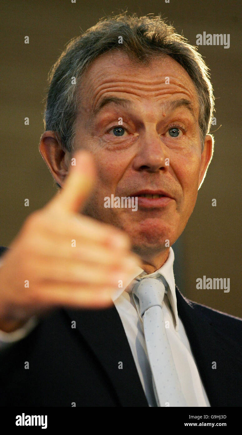 The British Prime Minister Tony Blair is pictured as he visits the ...