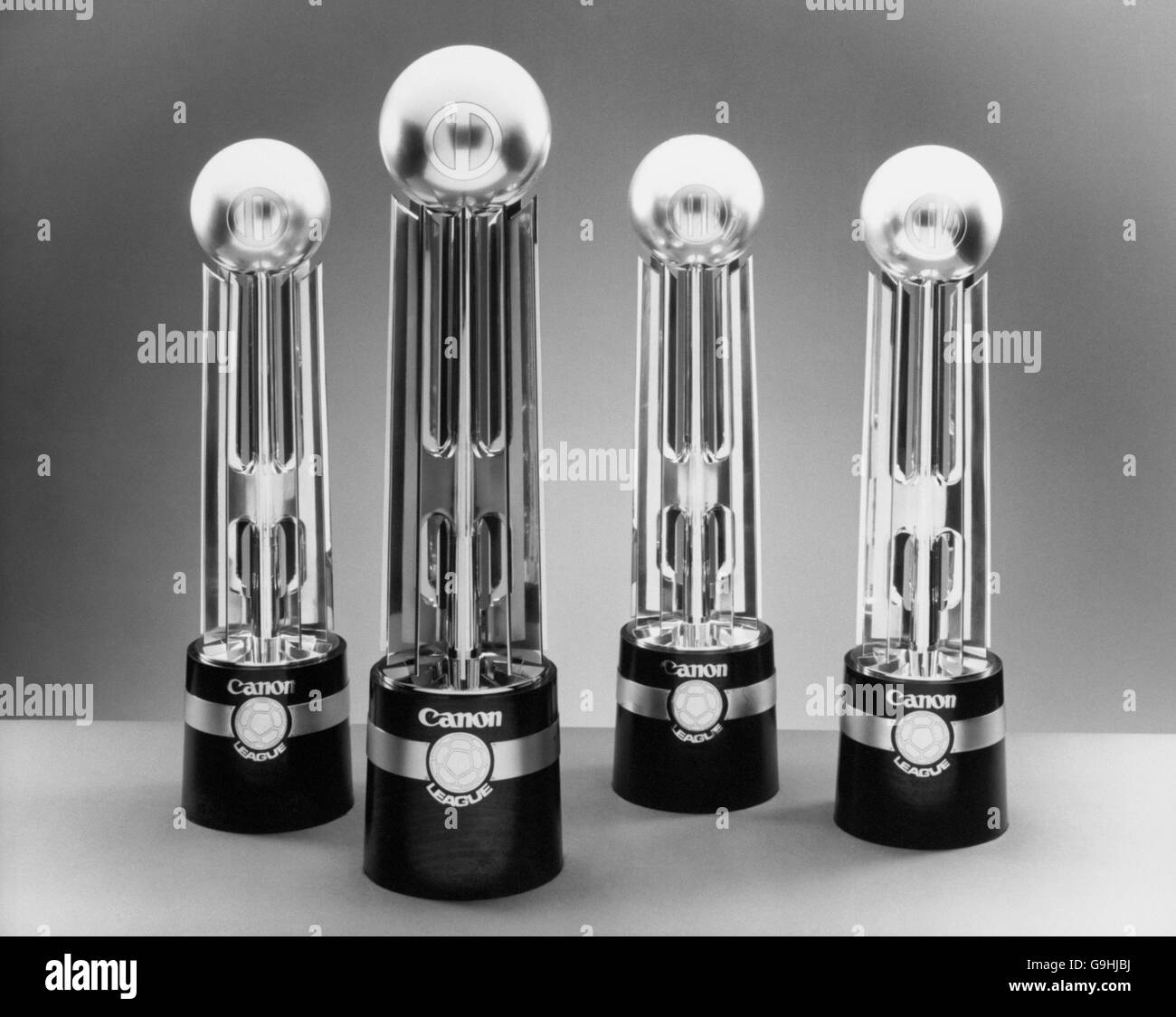 Football cups trophies Black and White Stock Photos & Images - Alamy
