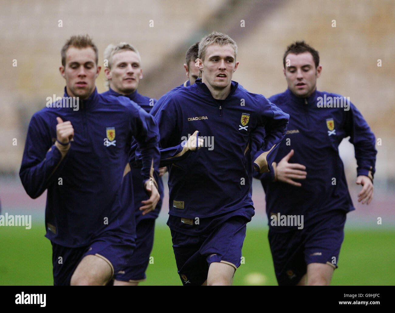 Scotland during a training session at the olympic stadium hi-res stock ...