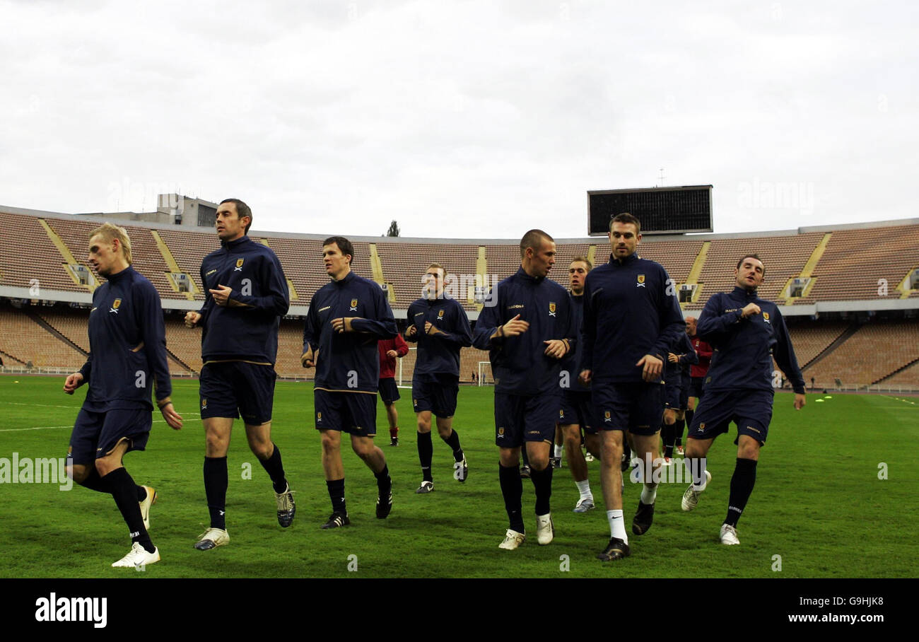 Scotland during a training session at the olympic stadium hi-res stock ...
