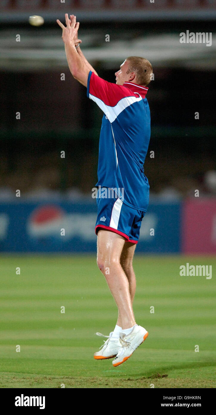 England captain Andrew Flintoff during a practice session at Sawai ...