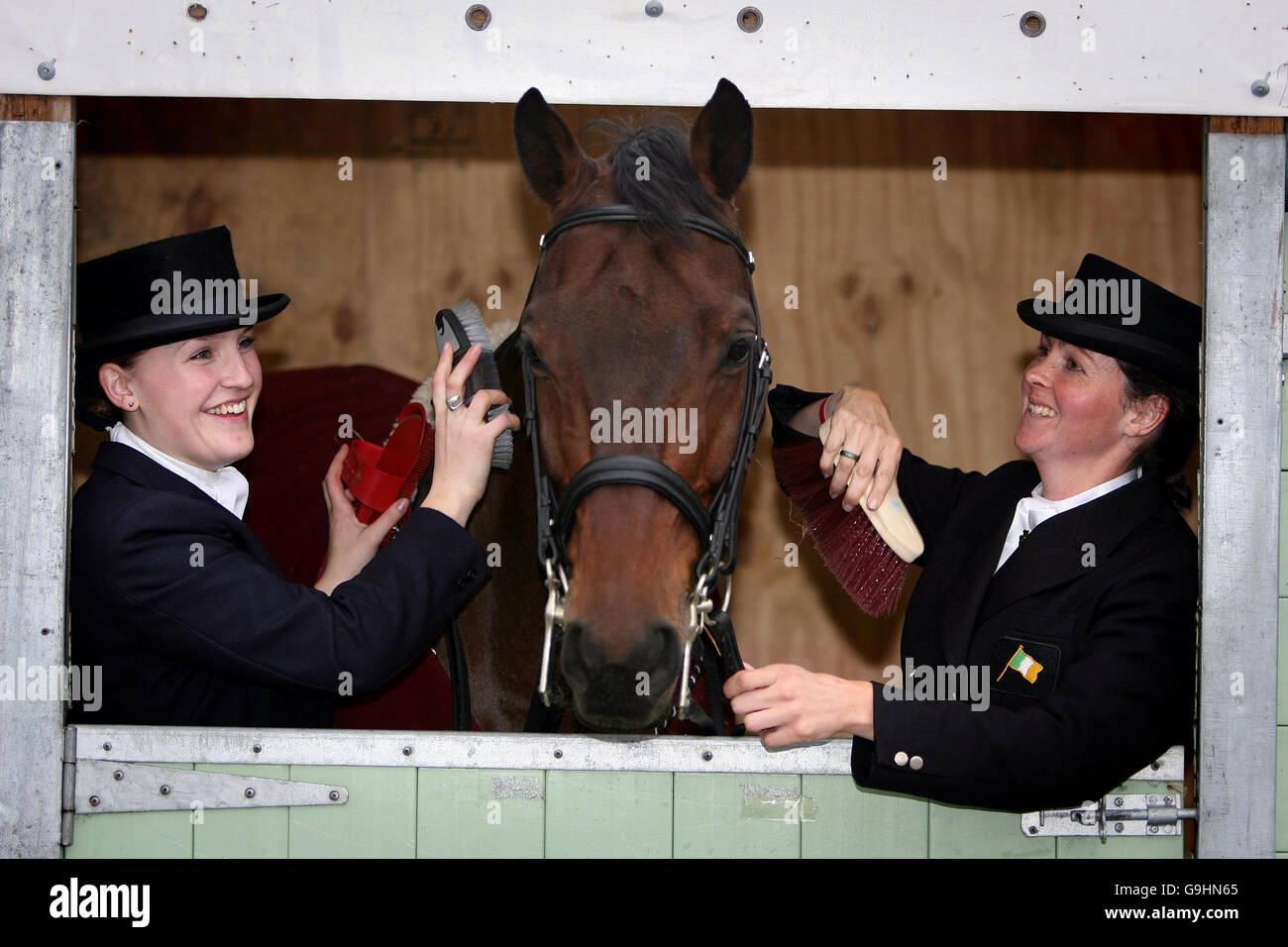 Members of the Northern Ireland Dressage team Lara Hamilton (left ...