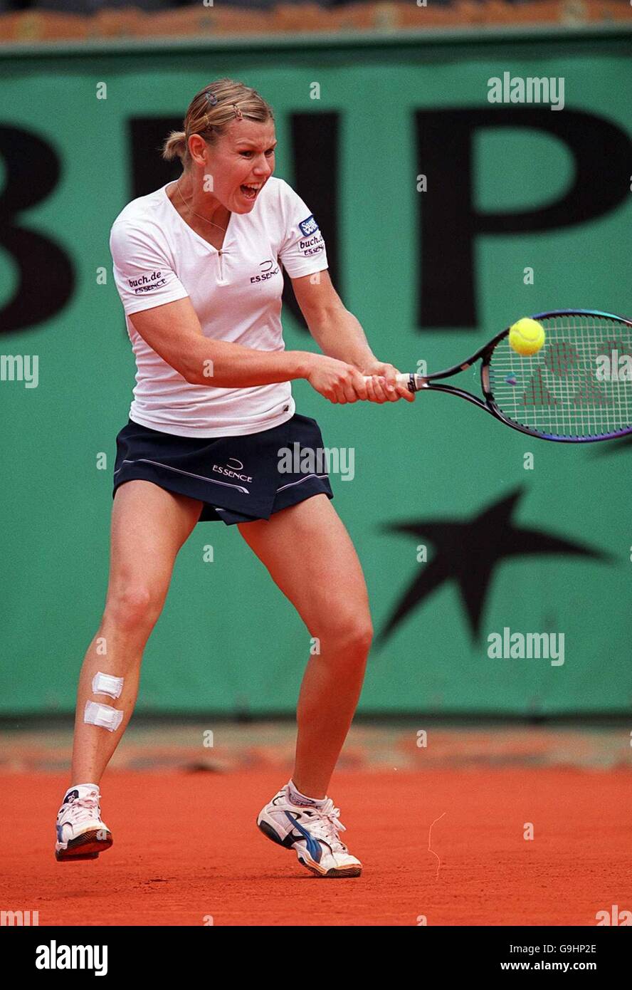 Anke huber in action against magdalena grzybowska hi-res stock ...