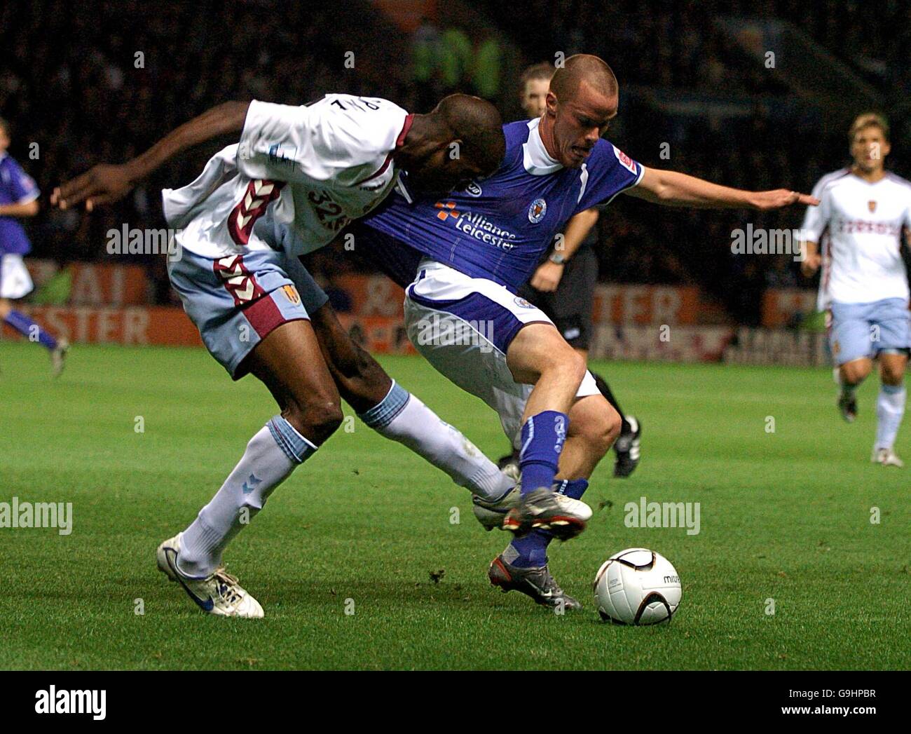 Leicester citys iain hume and aston villas isaiah osbourne hi-res stock ...