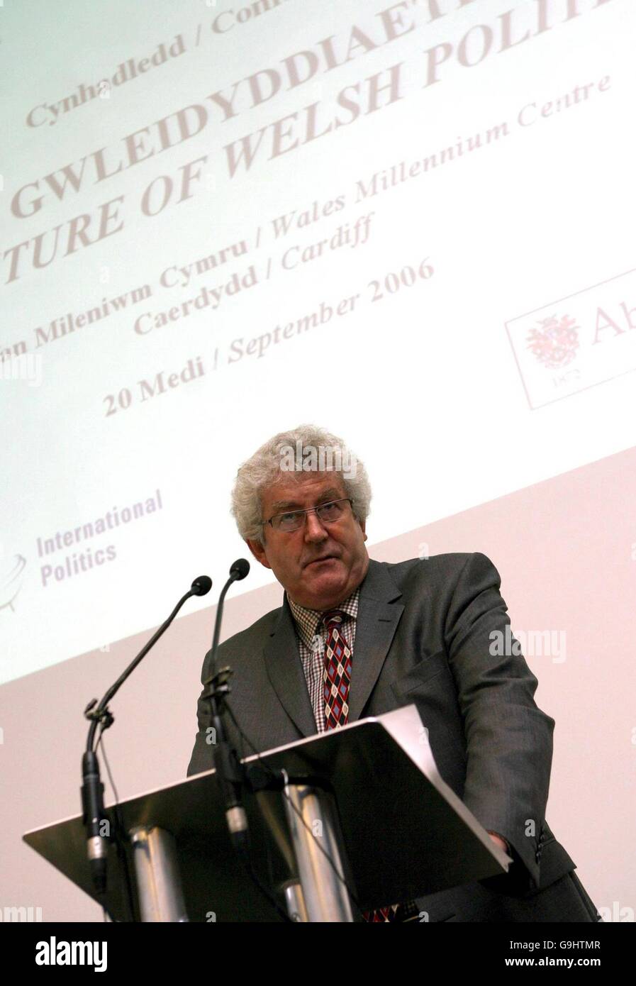First Minister Rhodri Morgan gives a speech at the Wales Millennium ...