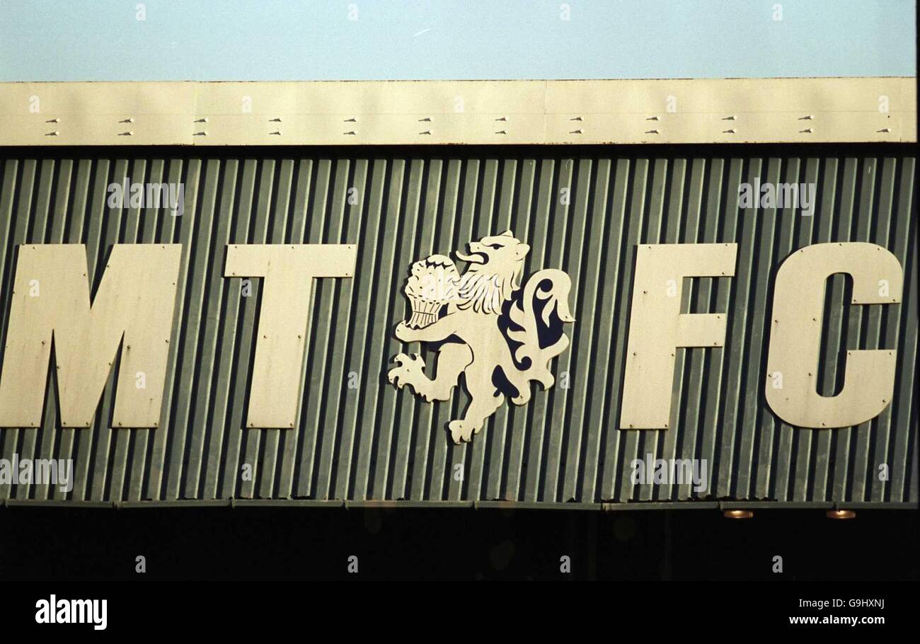 The macclesfield town logo on one of the stands hi-res stock ...