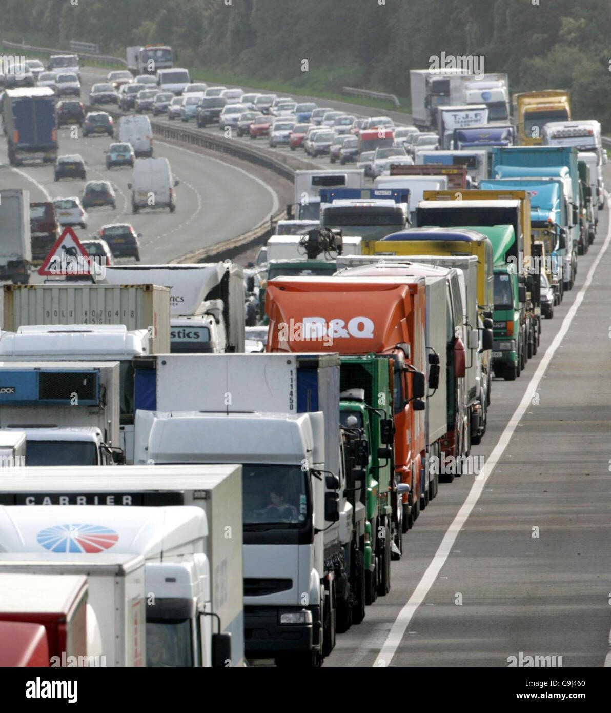 Heavy traffic on the westbound M4 near Bristol. The motorway was closed ...