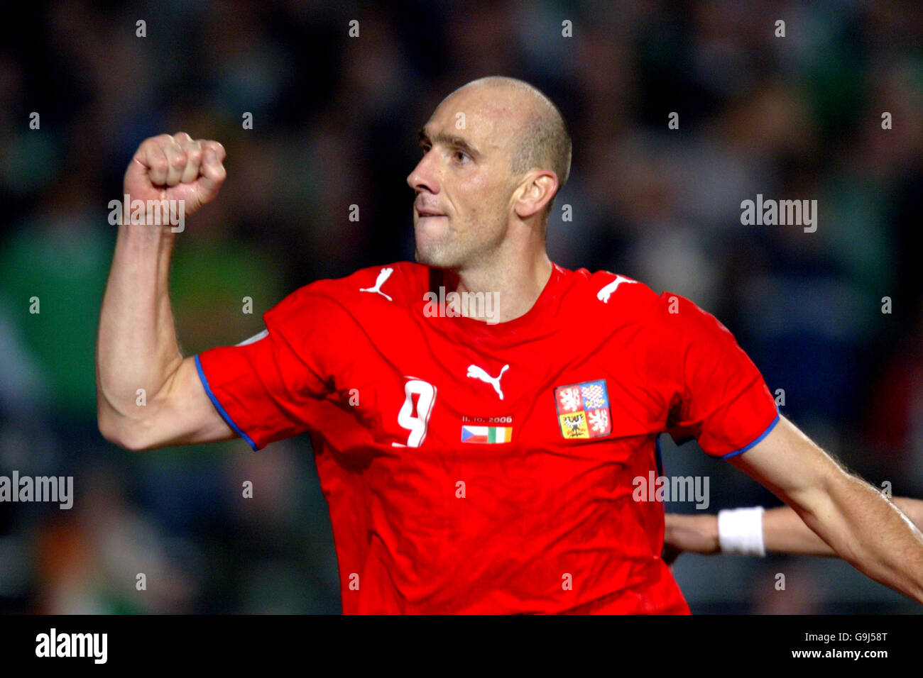 Czech Republic's Jan Koller celebrates scoring the equalising goal of ...
