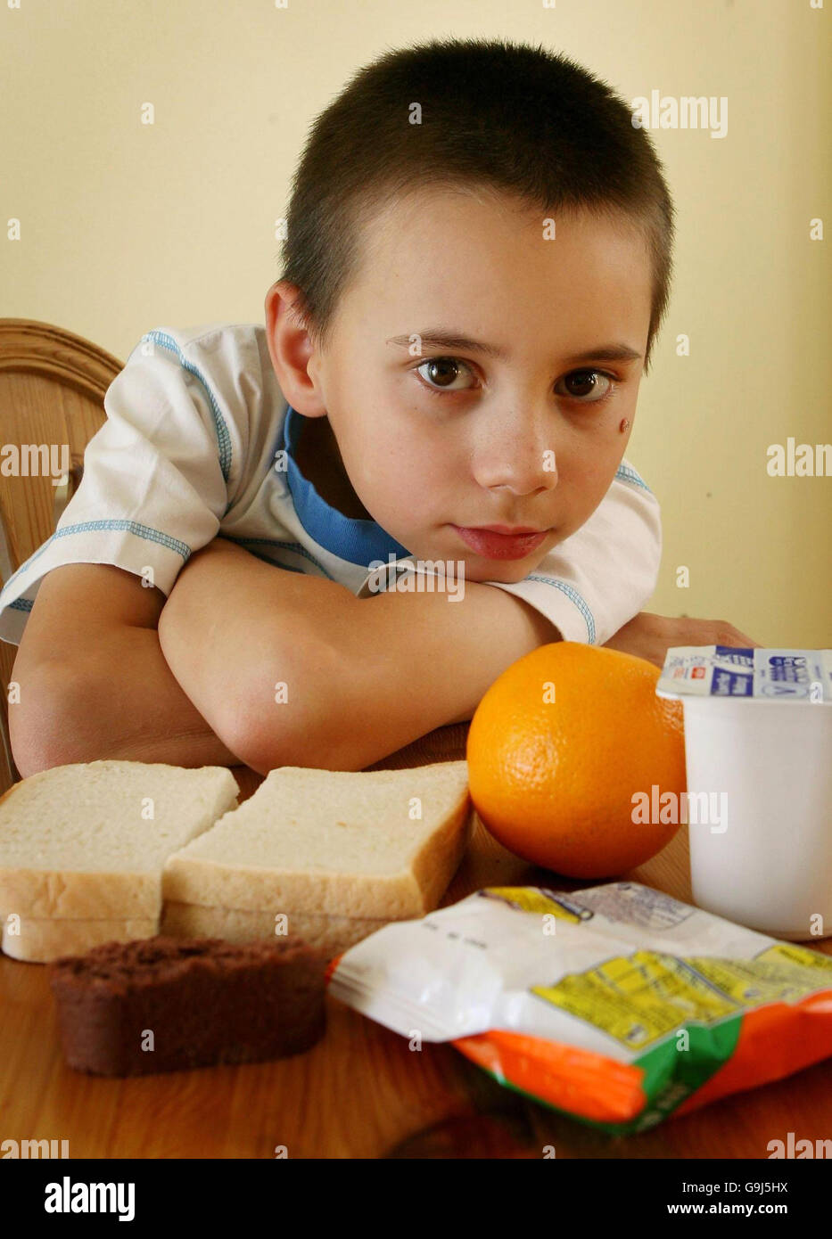 Ryan Stupples, 10, with examples of his packed lunch after was made to ...